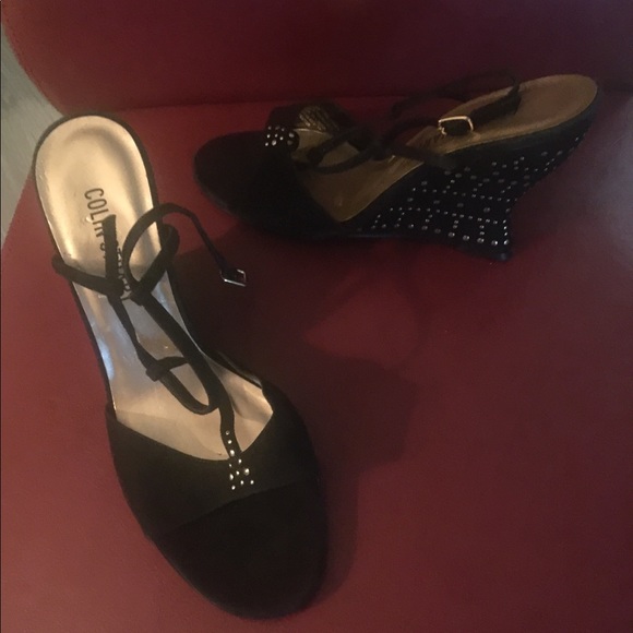 Colin Stuart | Shoes | Colin Stuart Tstrap Embellished Wedge Sandal ...